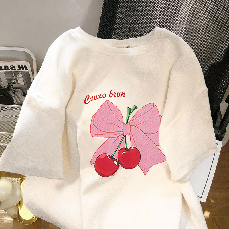 Jual Po Floret T Shirt Oversize Lengan Pendek Kaos Cherry Katun Murni