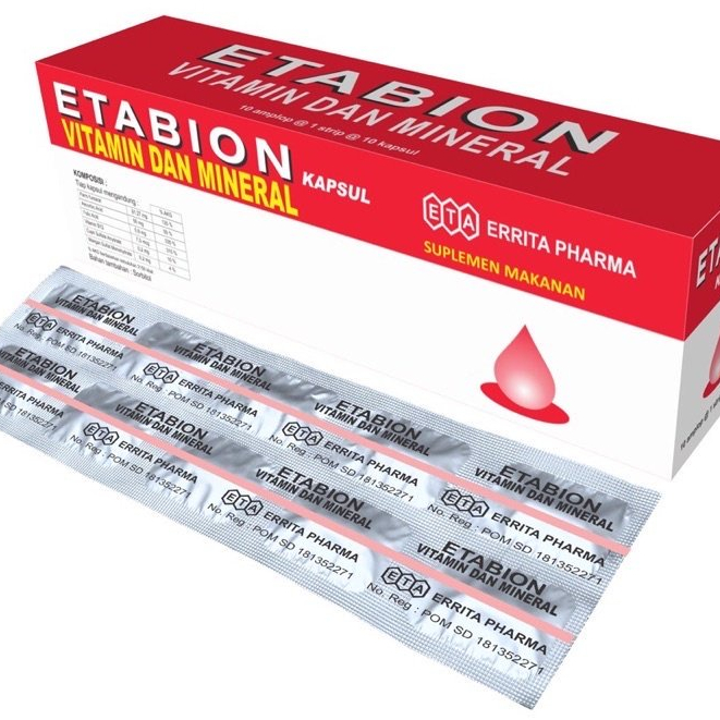 Jual ETABION STRIP 10 TABLET - MULTIVITAMIN PENAMBAH DARAH | Shopee ...