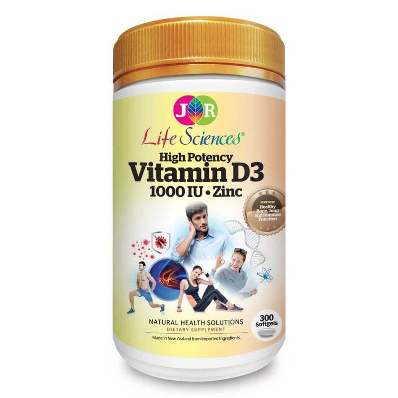 Jual JR Life Sciences High Potency Vitamin D3 1000IU with Zinc (300 ...
