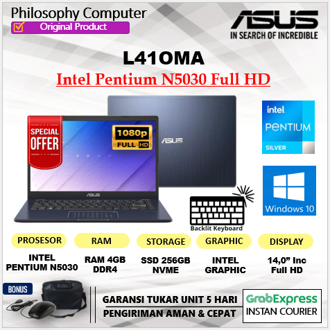 Jual Laptop ASUS L410MA Intel Pentium N5030 4Gb 256Ssd Windows 10 14.0 ...