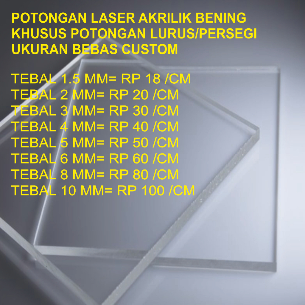 Jual Akrilik bening potong custom / potongan custom ukuran bebas (100 ...