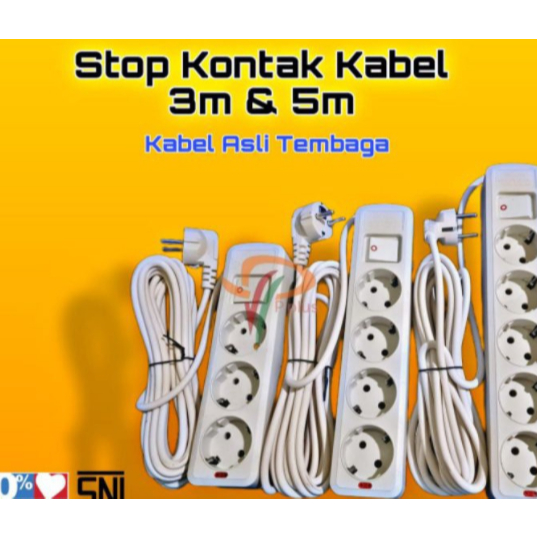 Jual Kabel Saklar Stop Kontak 3m/5m - 2 Lubang, 3 Lubang, 4 Lubang, 5 ...