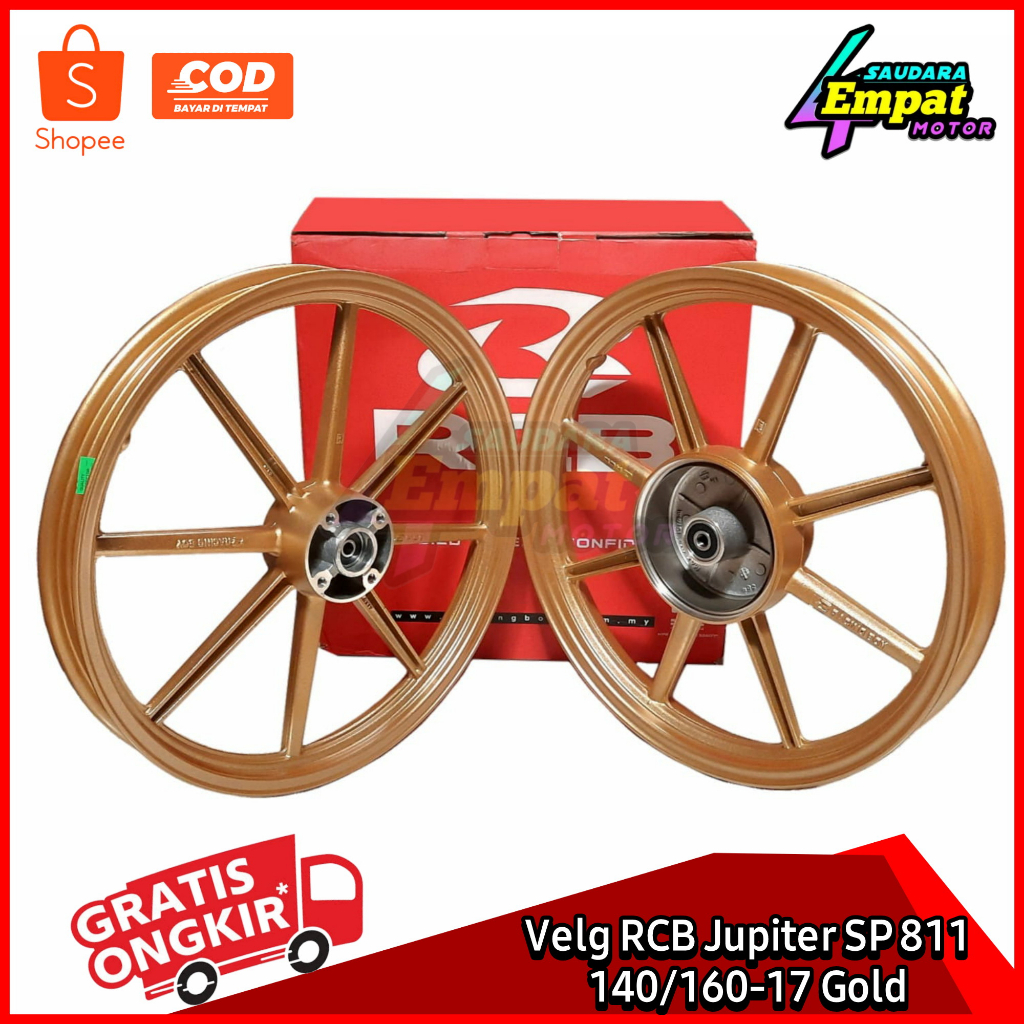 Jual VELG RACING JUPITER RCB SP811 P8 GOLD 140X160 17 ORIGINAL | Shopee ...