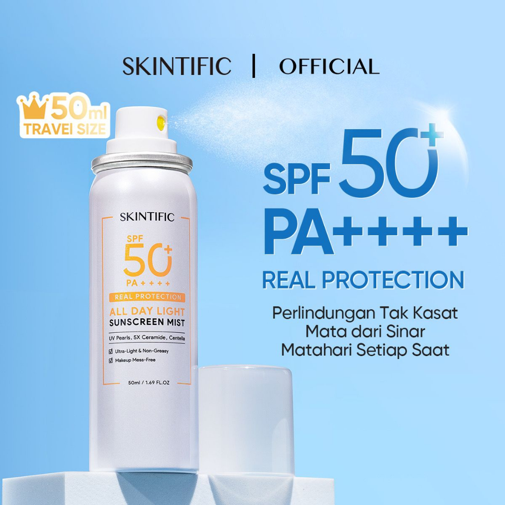 Jual BPOM SKINTIFIC All Day Light Sunscreen Mist SPF50 PA++++ Spray ...