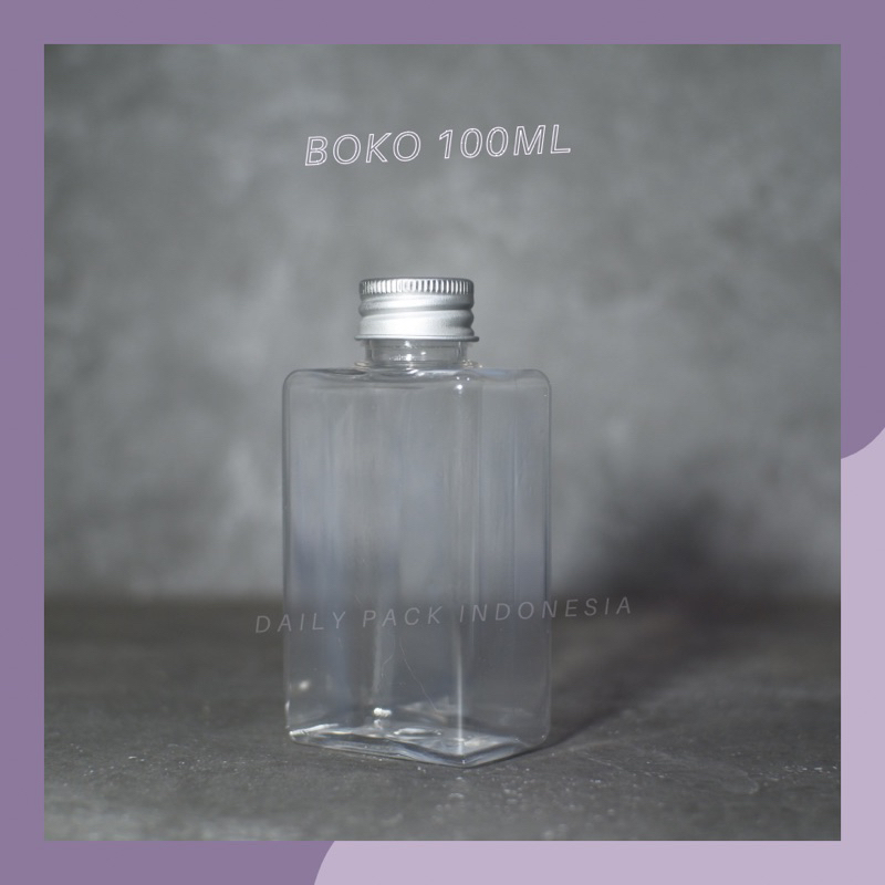 Jual DPI.ID - Botol Plastik PET Kotak BOKO 100ml Clear + Tutup Ulir Aluminium / Botol Food Grade ...