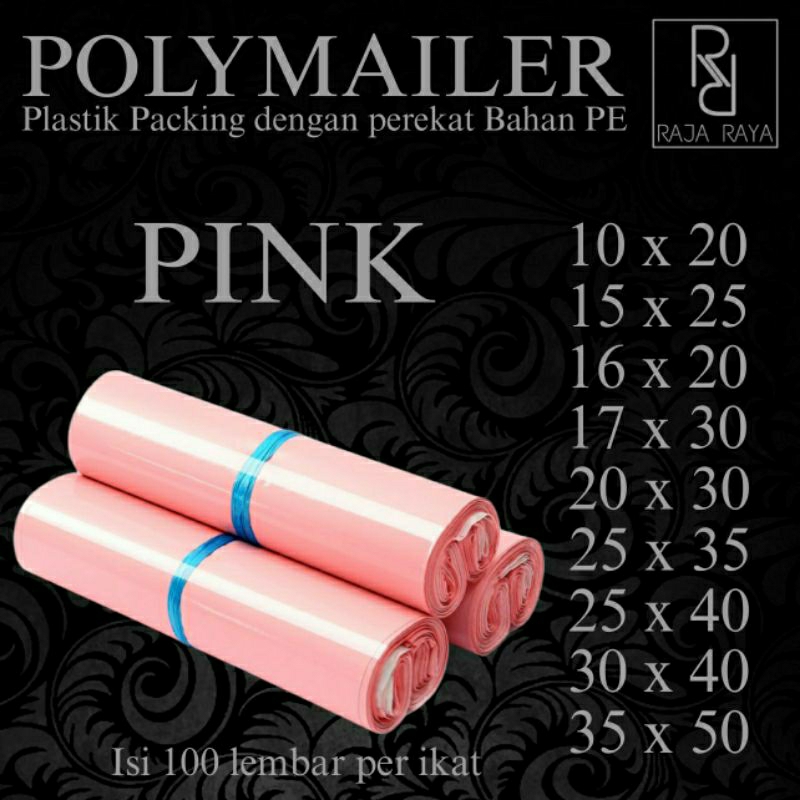 Jual [⚜️RR⚜️] POLYMAILER PINK (PE GLOSSY)/ PLASTIK OLSHOP PINK/ PLASTIK ...