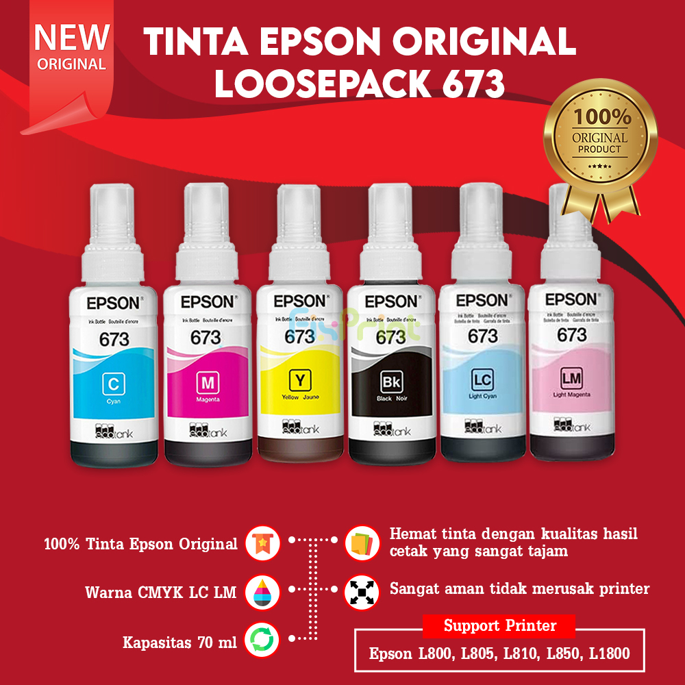Jual Tinta Epson 673 T673 Light Magenta / Cyan Original Loosepack ...