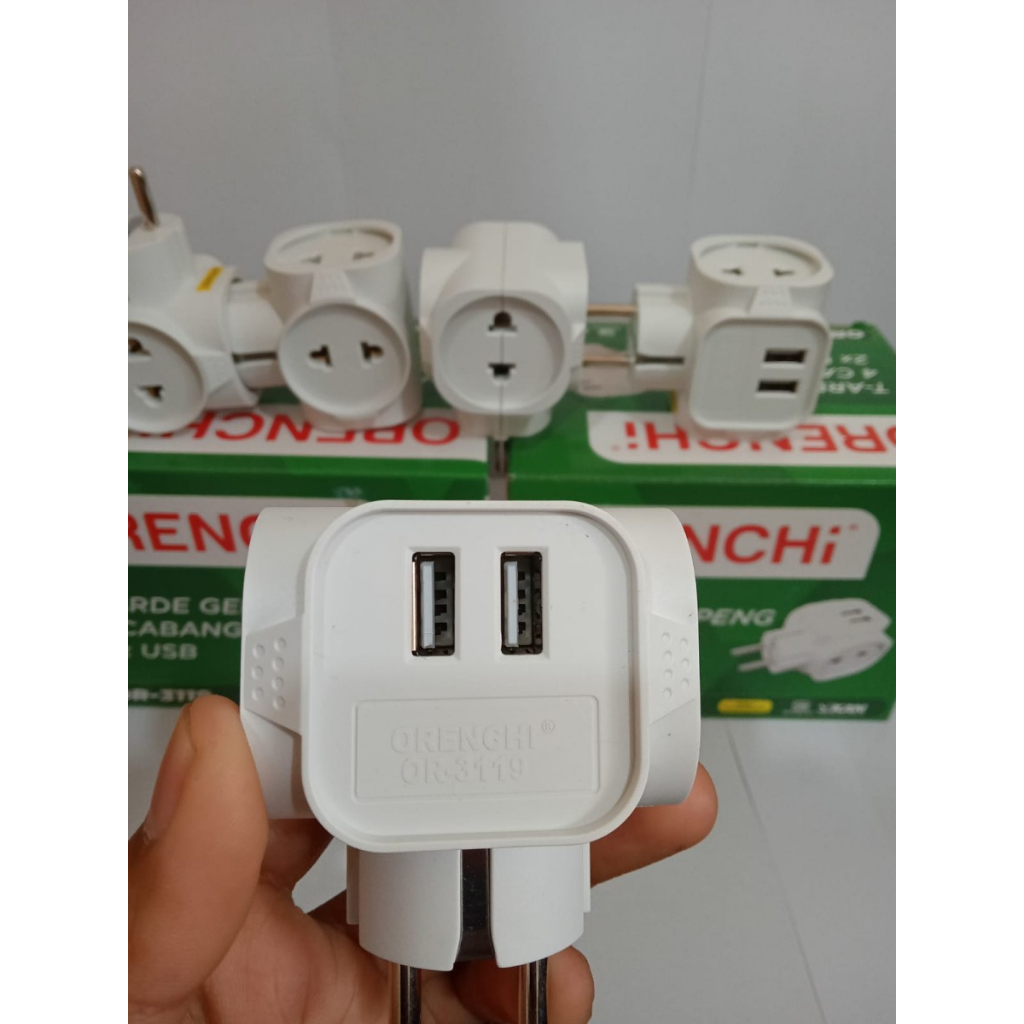 Jual Steker T Arde Gepeng 4 Cabang + 2 USB ORENCHI OR-3119 - SATUAN ...