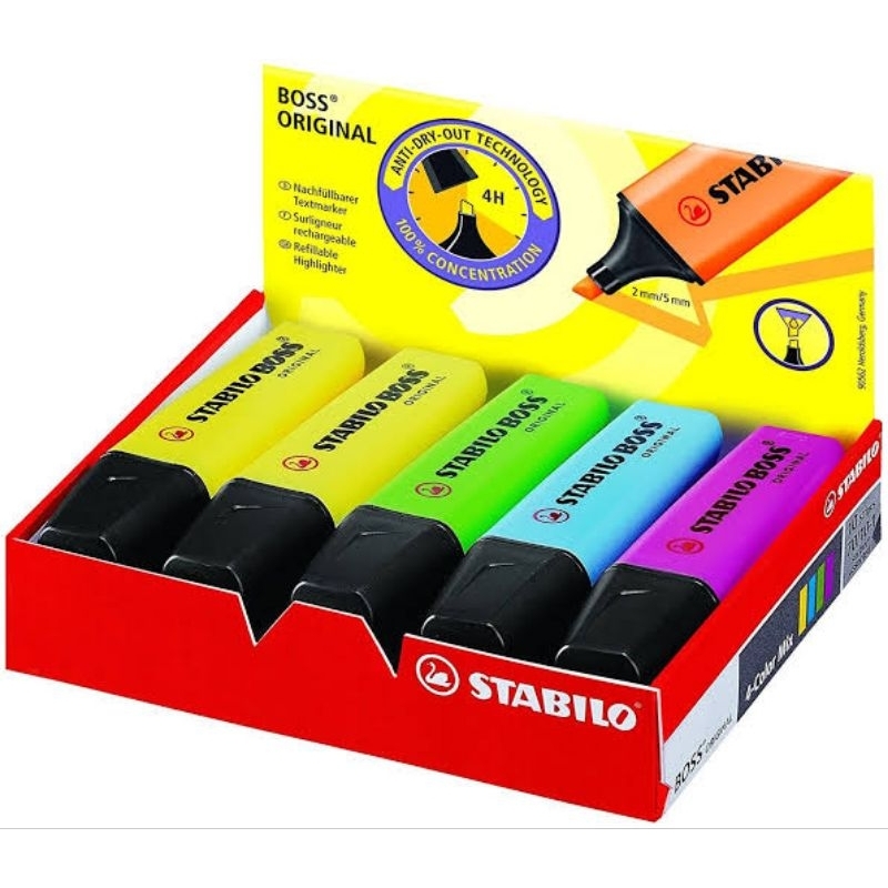 Jual [ BOX ISI 10 ] STABILO BOSS ORI / HIGHLIGHTER / TEXTLINER ...