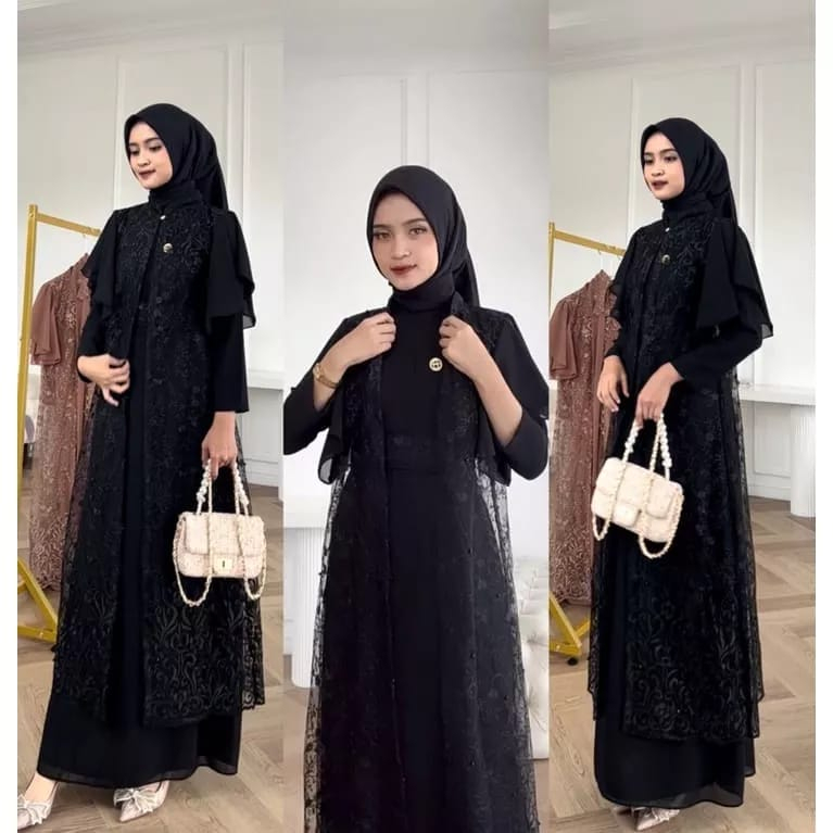 Jual Georgina Dress Lebaran Kondangan Inner Belt Outer L XL XXL Premium Jumbo Mewah Gamis Muslim ...