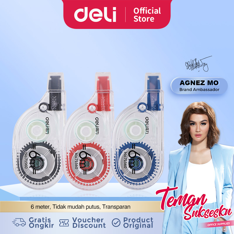 Jual Deli Pita Koreksi / Tip-eks Kertas / Correction Tape 6 Meter Mini ...
