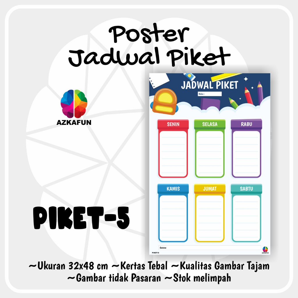 Jual Poster Jadwal Piket - Best seller poster piket sekolah - jadwal ...