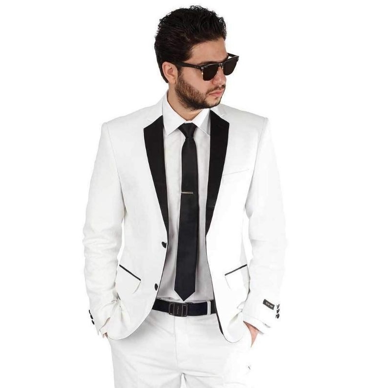 Jual Jas Pria Putih Kombinasi Hitam Jas Blazer Slimfit Premium | Shopee ...