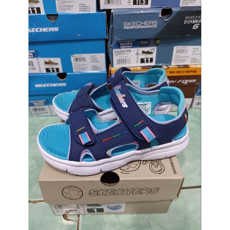 Jual Skechers 302984/NVBL Sendal Sepatu Anak Original Biru | Shopee ...