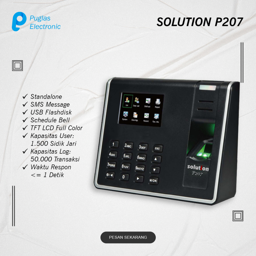 Jual Fingerprint Solution P207 Mesin Absensi Sidik Jari For Kantor ...