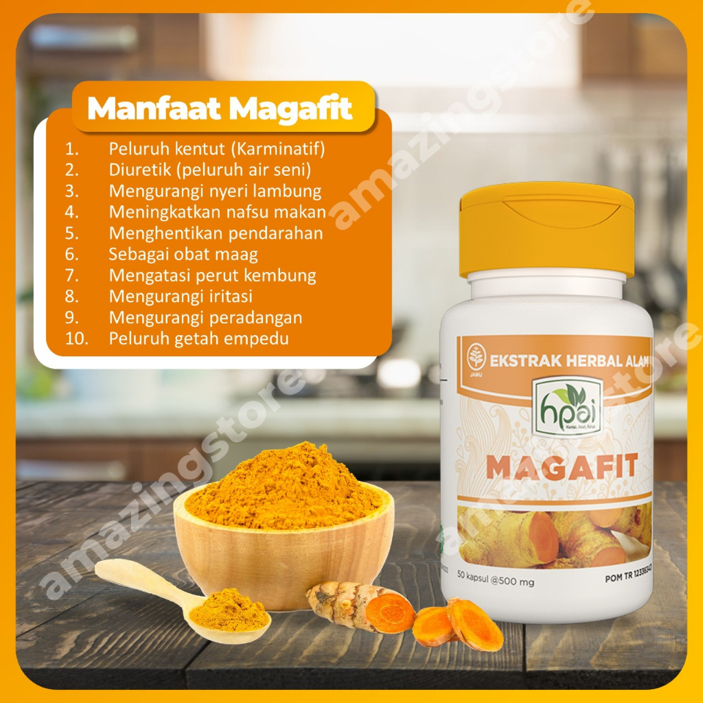 Jual Obat Asam Lambung Maag Kronis Magafit HNI HPAI Ekstrak Kunyit 100% ...