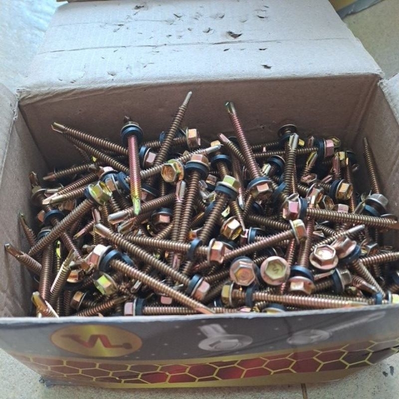 Jual baut drilling 12x50 merk VL 1pack isi 350 pcs baut galvalum, baut ...