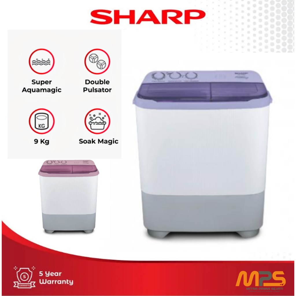Jual Mesin Cuci 2 Tabung Sharp ES-T95NT - 9KG | Shopee Indonesia