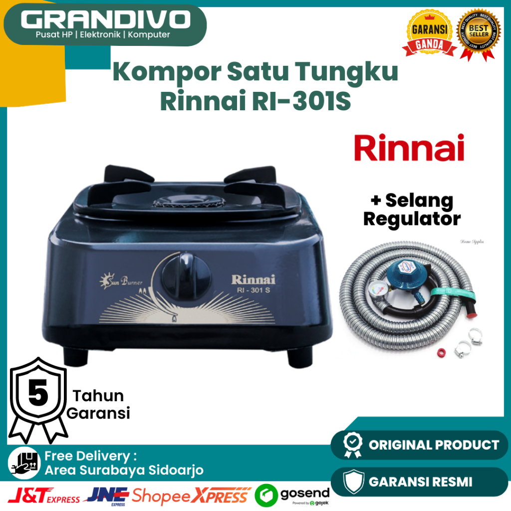 Jual Kompor Gas Rinnai 1 Tungku RInnai 301S RI-301S Garansi Resmi ...