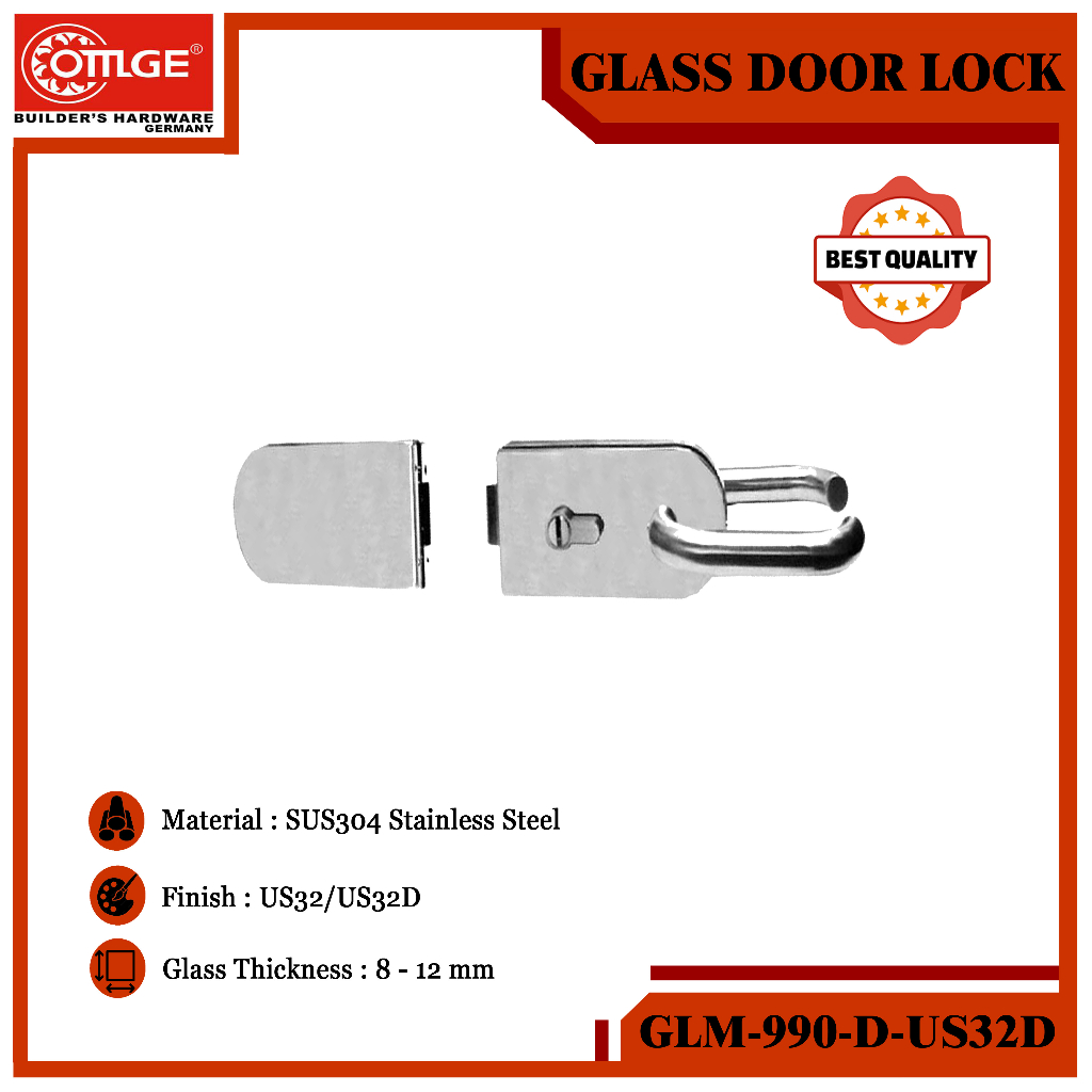Jual Glass Door Lock/Kunci Slot/Kunci Grendel Kaca OMGE GLM-990-D-US32D ...