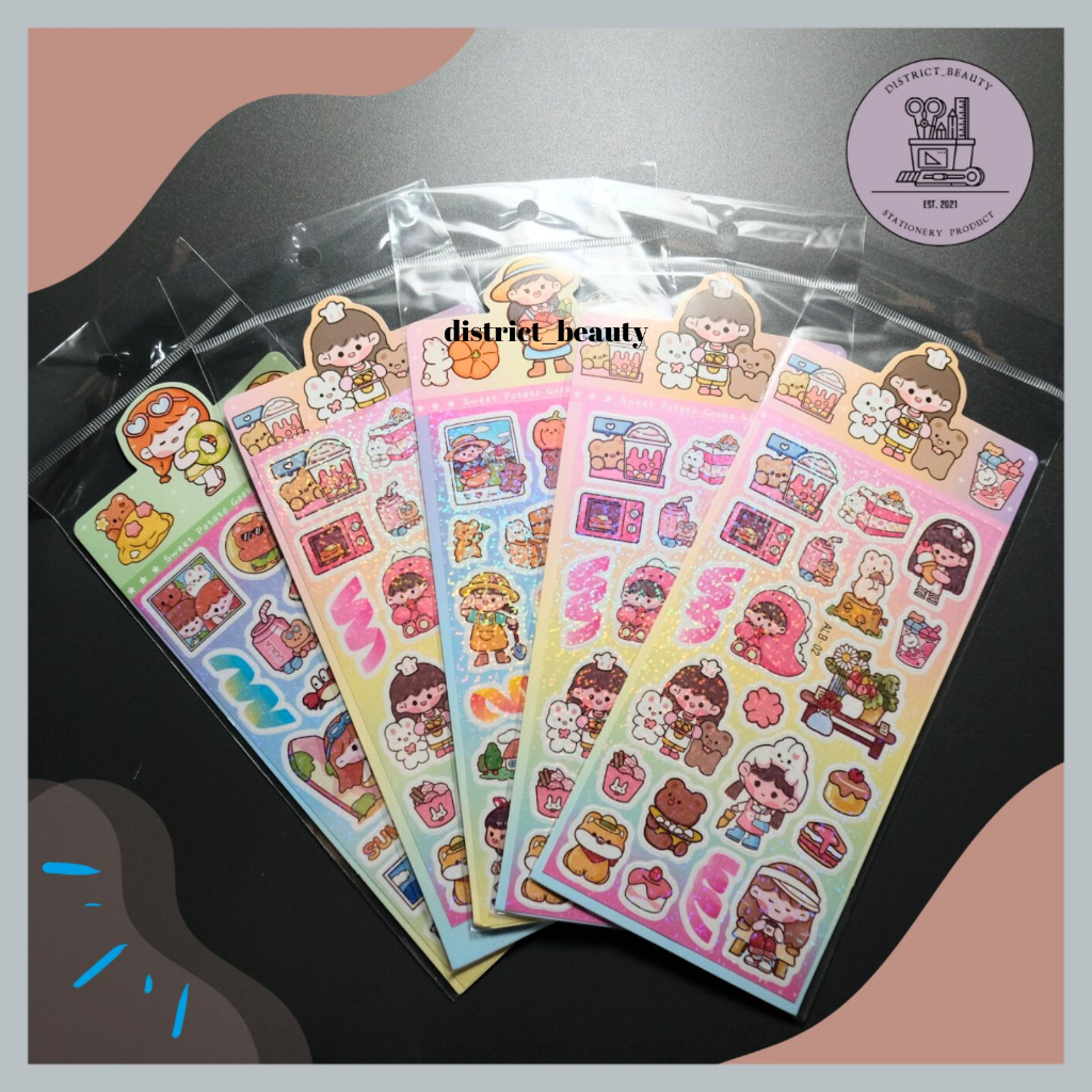 Jual STIKER GLITTER MOMO GLOSSY ISI 1 LEMBAR STICKER PVC AESTHETHIC ...