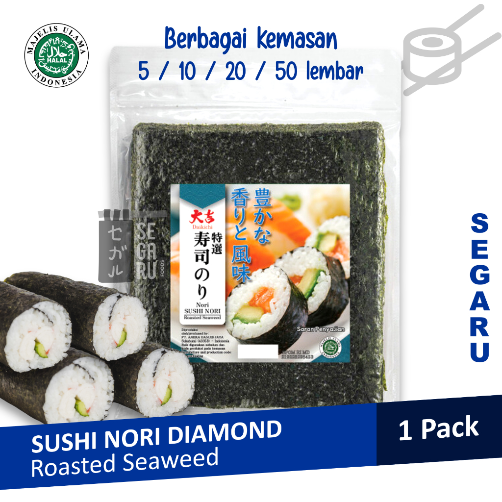 Jual Sushi Nori Diamond Daikichi Seaweed Rumput Laut Panggang HALAL ...