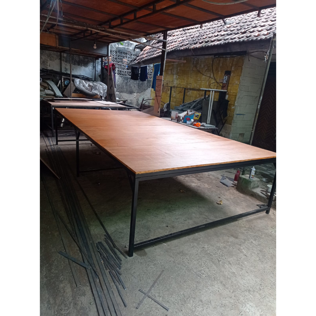 Jual Meja Besi Konveksi Potong Bahan 1 Alas Papan Triplek Plitur Custom ...