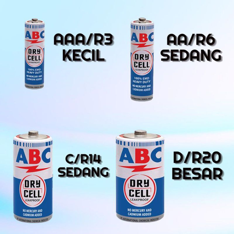 Jual BATERAI ABC R6 BIRU AA2 BATU BATERAI A2 ISI 4 PCS | Shopee Indonesia