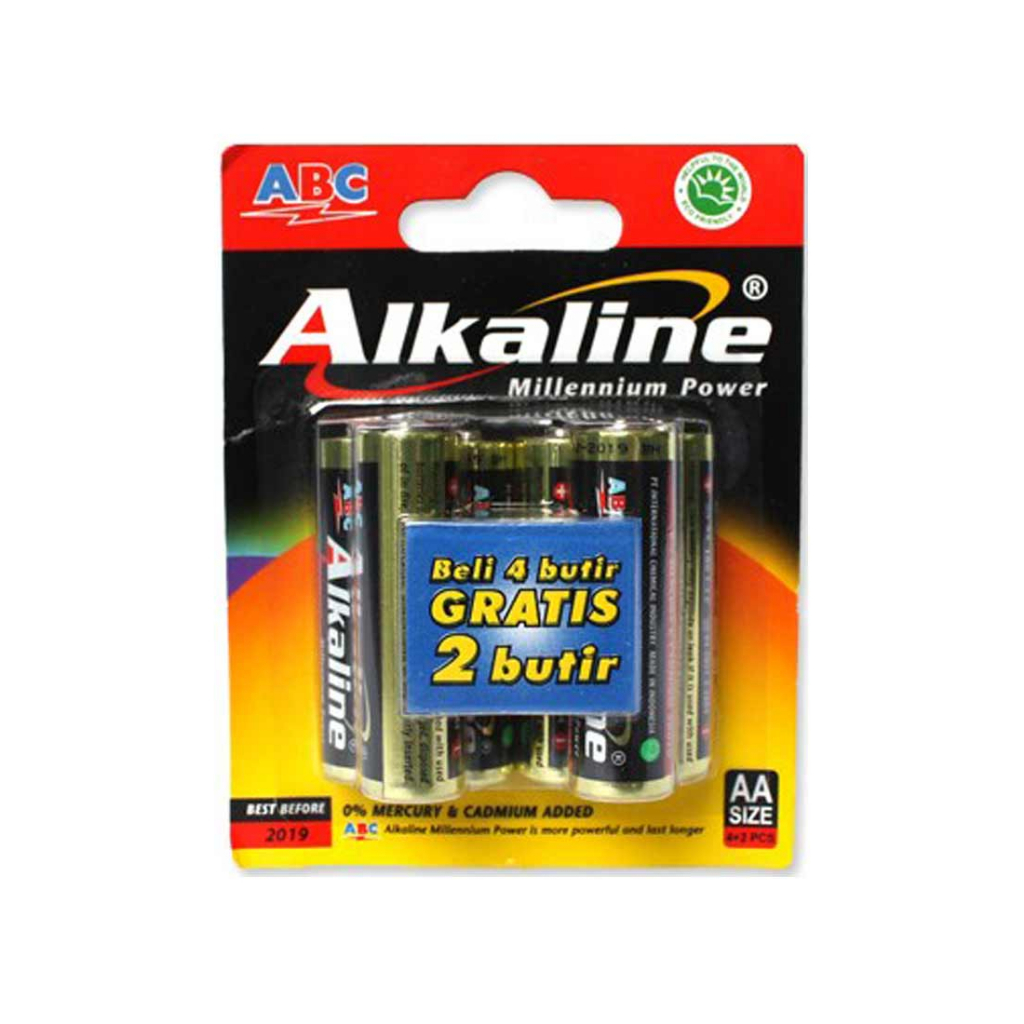 Jual BATERAI ABC ALKALINE AA BATERAI A2 LR 6 ISI 4+2 | Shopee Indonesia