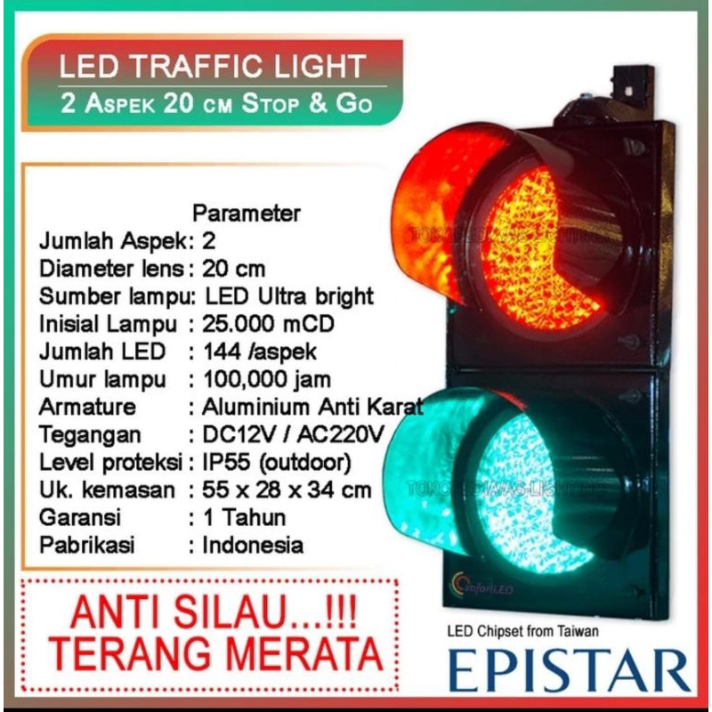 Jual Lampu Traffic Light 2 Aspek 20 CM Red Green Merah Hijau | Shopee ...