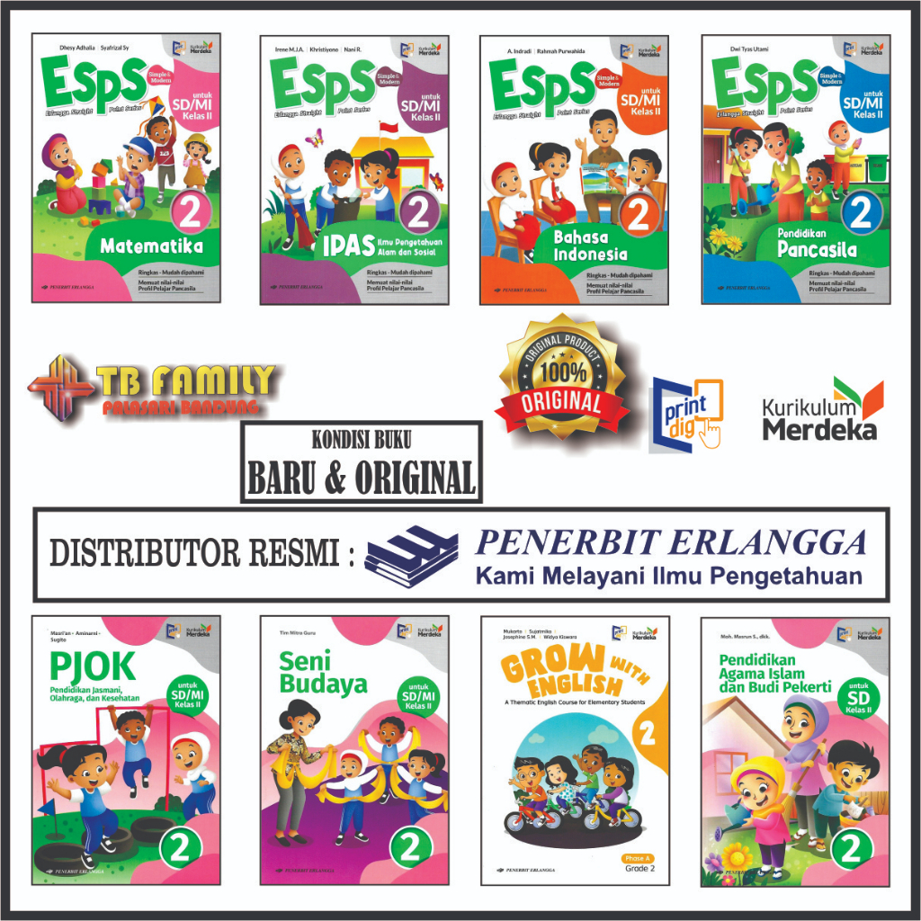 Jual Buku Paket Kurikulum Merdeka KURMER Kelas 2 SD/Mi Penerbit Erlangga | Shopee Indonesia