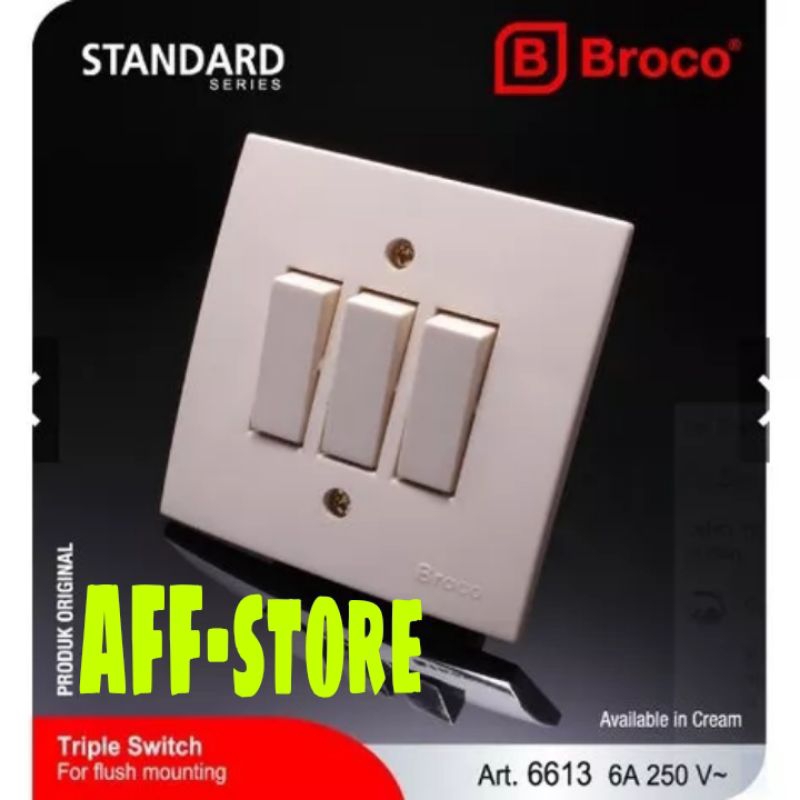 Jual Broco Saklar triple 3G New Her 6613 Cream Switch 3 Hang Standard ...