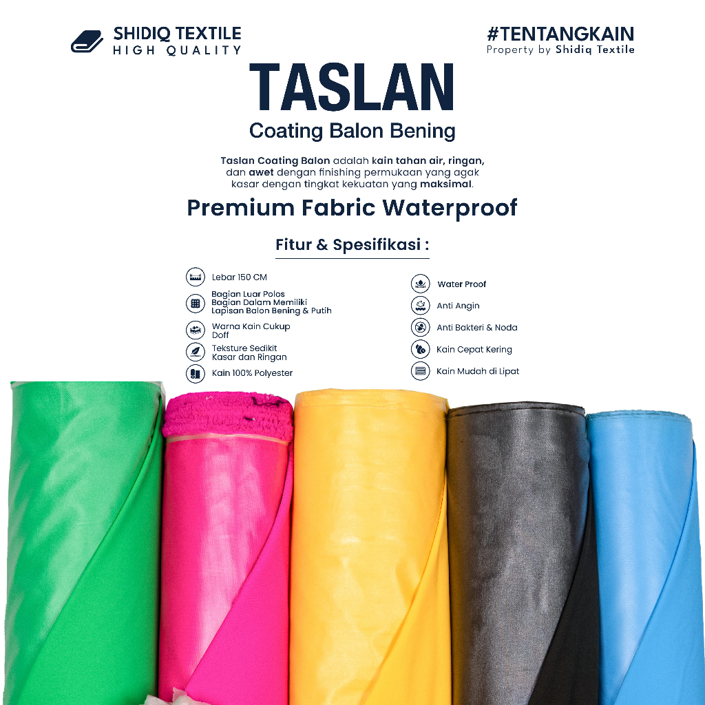 Jual Kain Waterproof Taslan Coating Balon Bening 1 ( Bahan Jacket ...