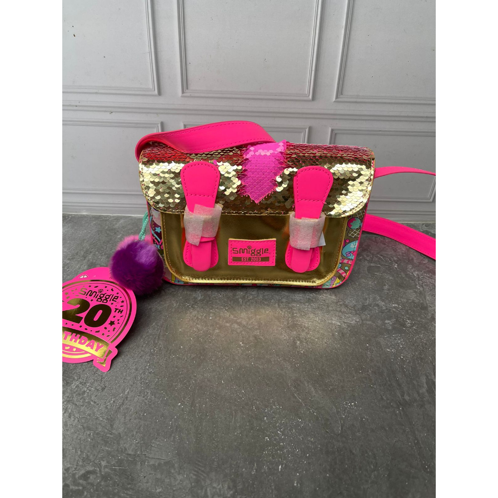 Jual SMIGGLE 20TH BIRTHDAY SLING BAG PINK GOLD - TAS SELEMPANG SMIGGLE ...