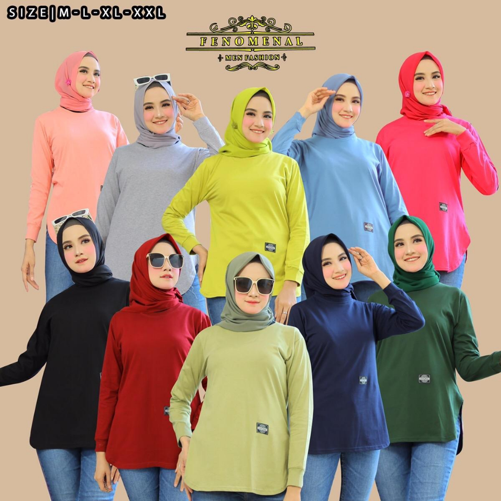 Jual FENOMENAL KAOS POLOS WANITA LENGAN PANJANG SEMI TUNIK BODY OVAL BISA UNTUK SERAGAMAN SIZE M ...