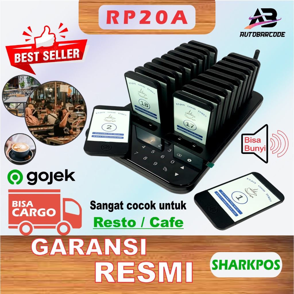 Jual Alat Antrian Wireless Resto Cafe Sharkpos RP20A Sistem Alarm Mesin ...