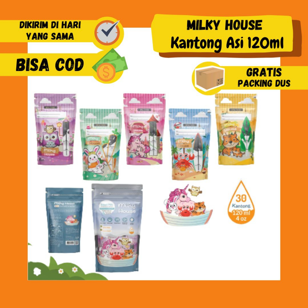 Jual Milky House Kantong Asi Breastmilk Storage 120mL isi 30 pcs KEMENKES RI | Shopee Indonesia