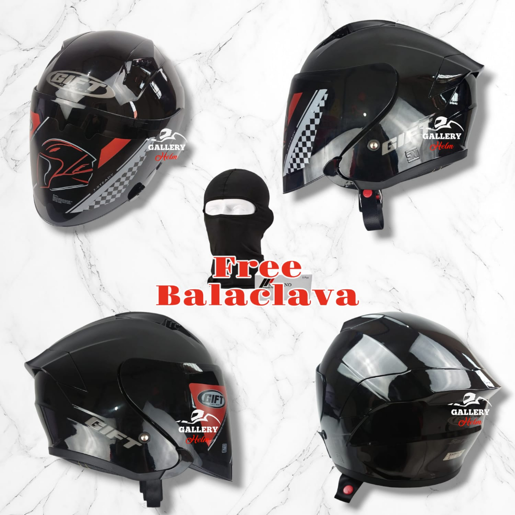 Jual HELM GIFT SARGON HITAM GLOSSY ORIGINAL | HELM HALF FACE | MODEL ...