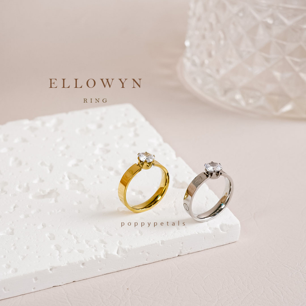 Jual Poppypetals Ellowyn Ring - Cincin Solitaire Lapis Emas Anti Karat ...