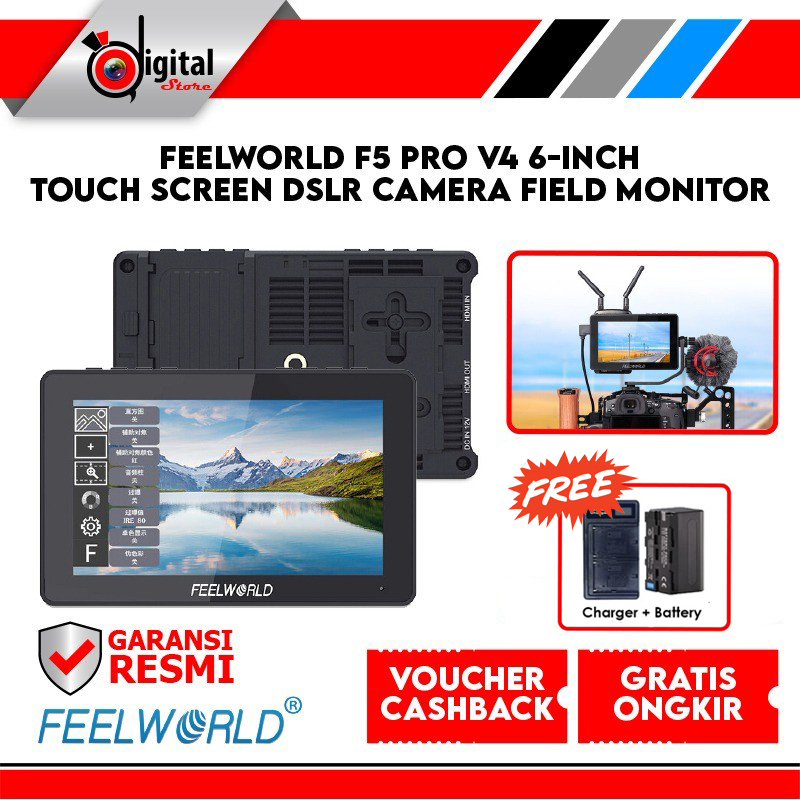 Jual FEELWORLD F5 Pro V4 6-Inch Touch Screen DSLR Camera Field Monitor ...