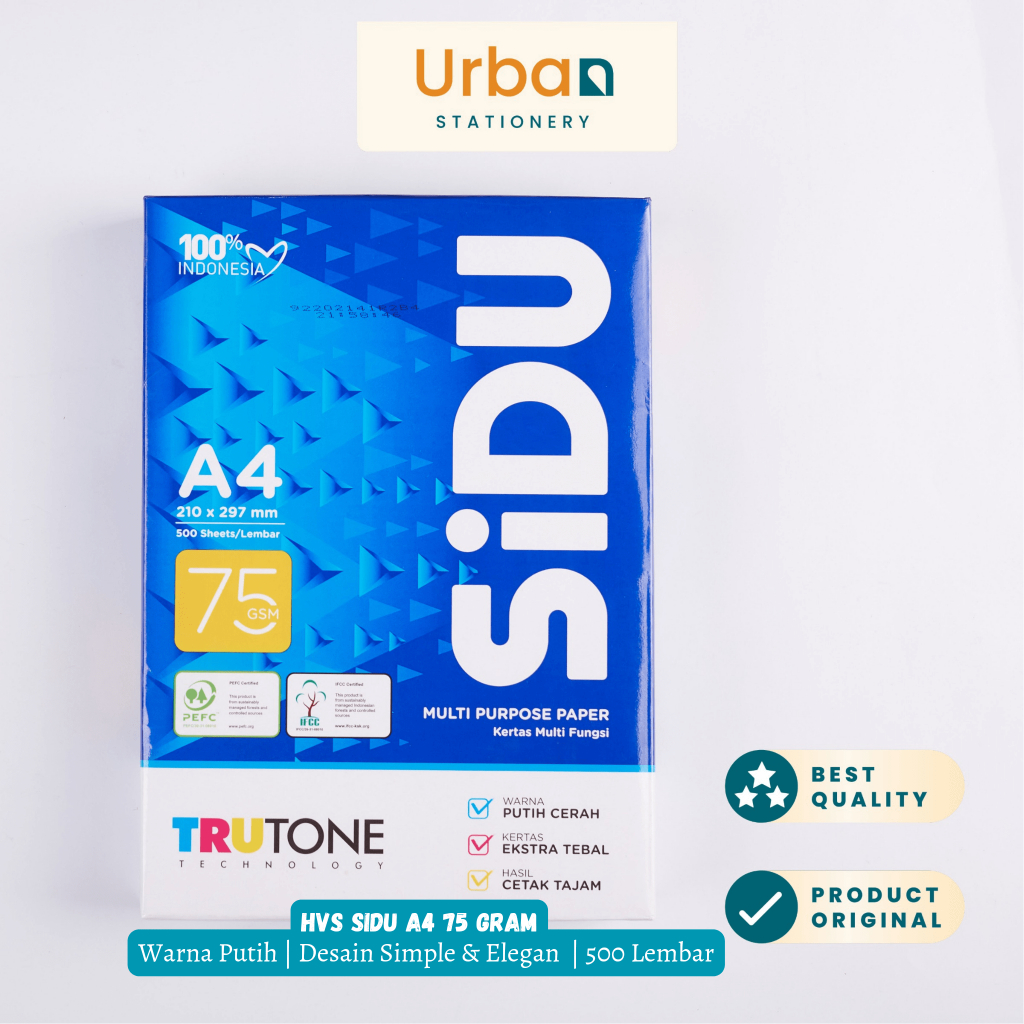 Jual Kertas Hvs / Print / Fotokopi SIDU A4 75 Gram 1 Rim | Shopee Indonesia