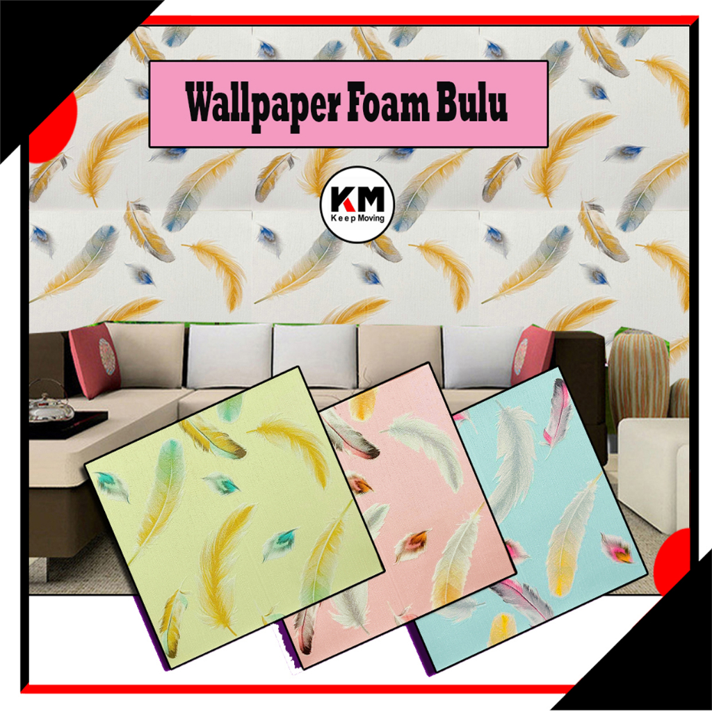 Jual KM Wallpaper 3D Batik Motif Bulu Dekorasi Dinding Kamar Premium ...
