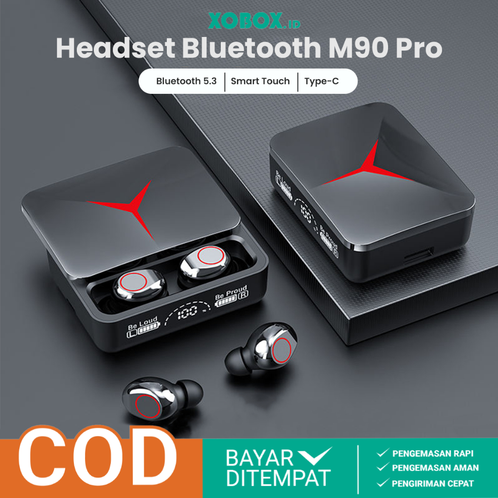 Jual M90 Pro Headset Wireless TWS Earphones Bluetooth V5.3 Full Bass ...