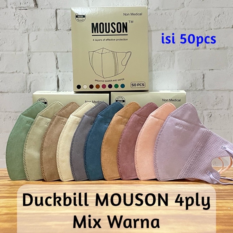 Jual Masker Mouson/oncare/alkindo/ynb Duckbill Garis 4 PLY isi 50 pcs ...
