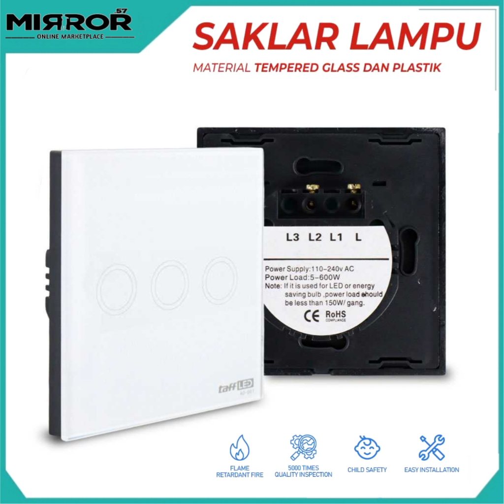 Jual Saklar Lampu Layar Sentuh dengan LED | Shopee Indonesia