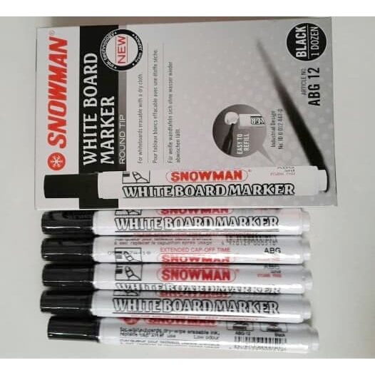Jual Spidol Snowman Whiteboard Marker 1Pack (12 Buah) Hitam | Shopee ...
