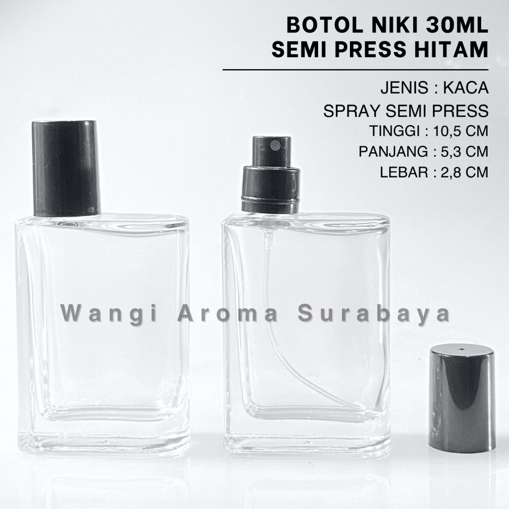 Jual Botol Parfum Niki 50ML Spray Semi Press Hitam - Botol Parfum Niki Semi Press - Botol Parfum ...