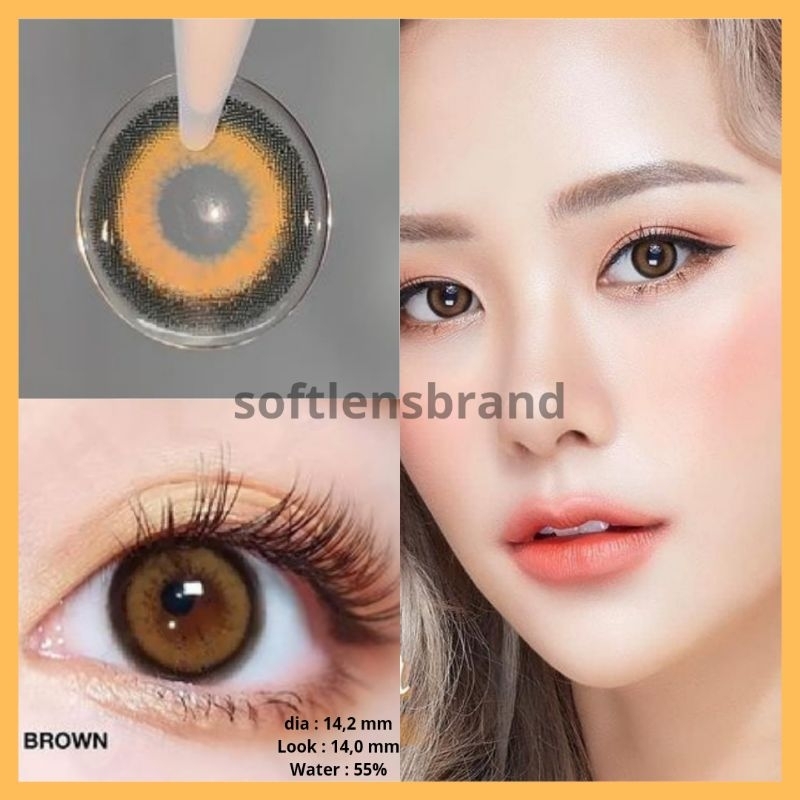 Jual ( COD ️ ) SOFTLENS BROWN NATURAL 14 MM - SOFTLENS MINUS BROWN ...
