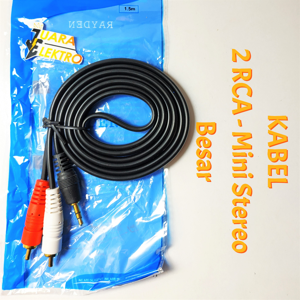 Jual RAYDEN Kabel 2 RCA - 1 Mini Stereo 3.5 mm Body BESAR TC 235/ Kabel 2 RCA Ke HP | Shopee ...