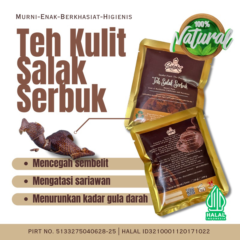 Jual SALAKU Teh Kulit Salak Serbuk Murni Herbal Siap Seduh Kemasan 50 ...